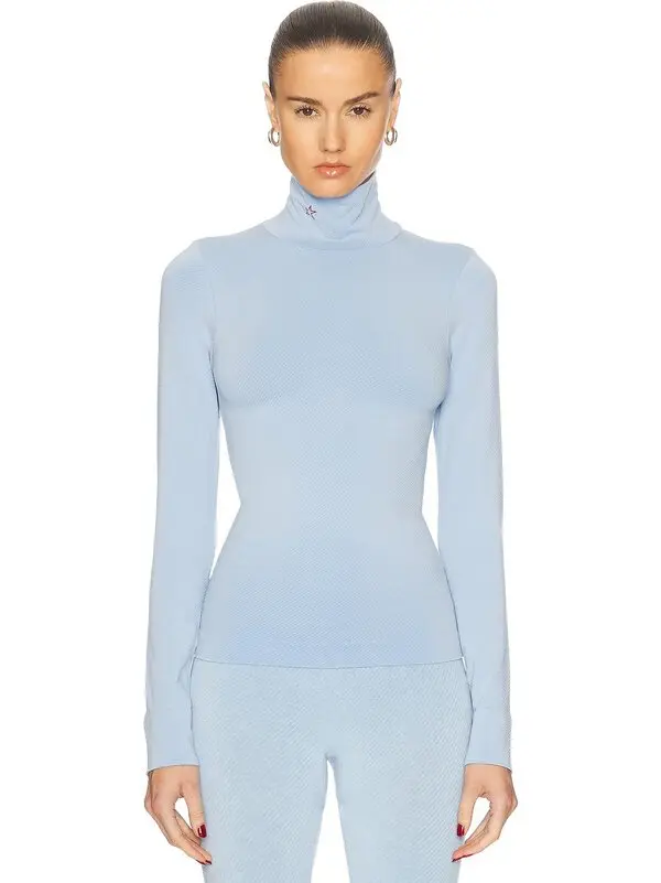 Perfect Moment Thermal Roll Neck Top - Bluebird Blue