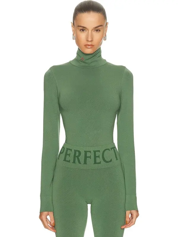 Perfect Moment Thermal Roll Neck Top - Parisian Green