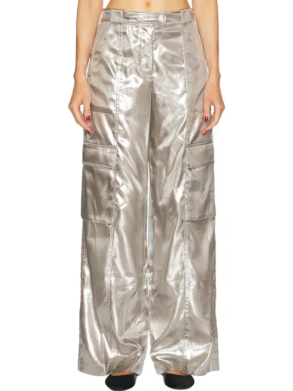 Simkhai Beatriz Wide Leg Cargo Pant - Silver