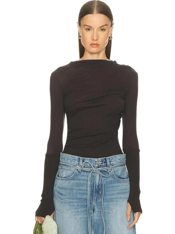 Enza Costa Cashmere Twist Top - Dark Brown