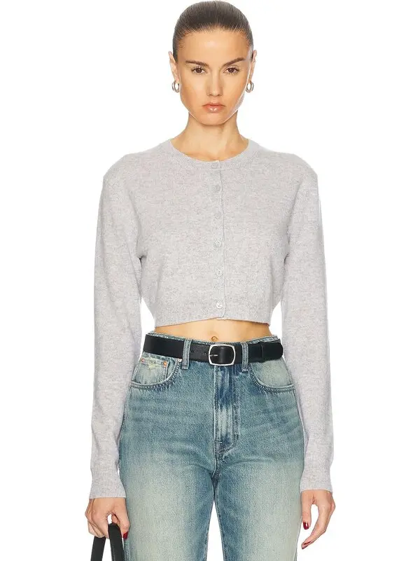 Enza Costa Cashmere Fitted Cardigan - Heather Grey