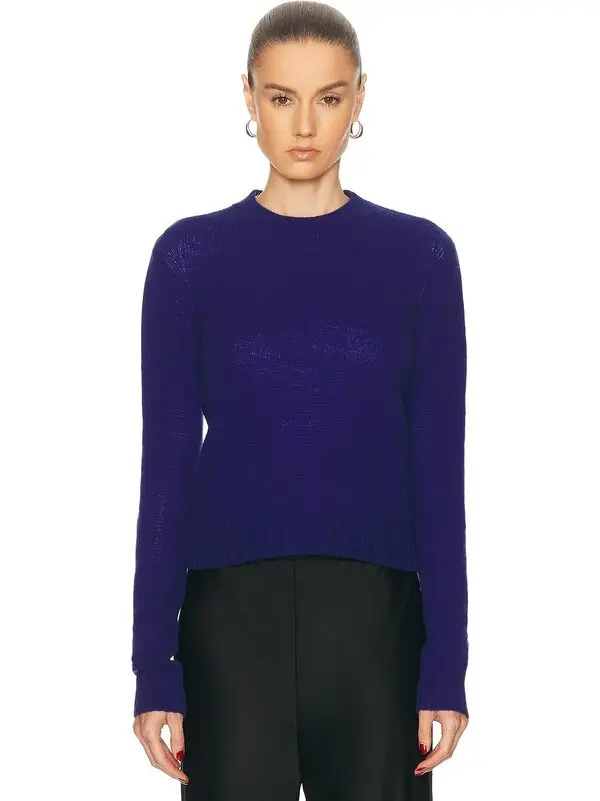 Enza Costa Cashmere Long Sleeve Crewneck Sweater - Cobalt