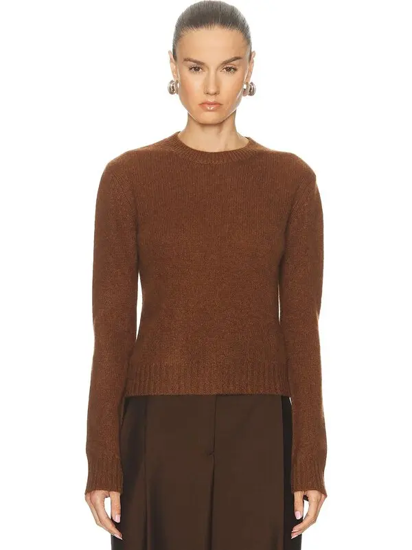 Enza Costa Cashmere Long Sleeve Crewneck Sweater - Hazel