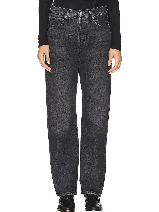 AGOLDE Kelly High Rise Relaxed Straight Jeans - Black
