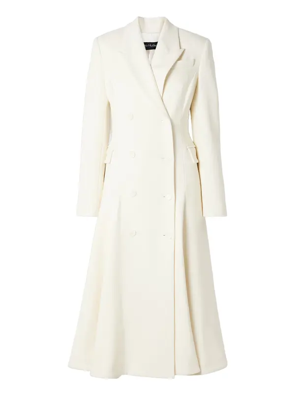 SERGIO HUDSON Double-breasted Wool-blend Crepe Coat - Ivory