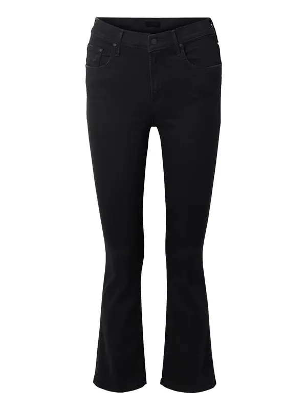 MOTHER The Insider Cropped Bootcut High-rise Jeans - Black