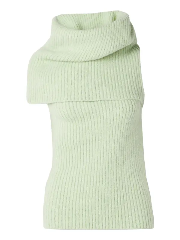 Rick Owens Draped Ribbed-knit Turtleneck Sweater - Green