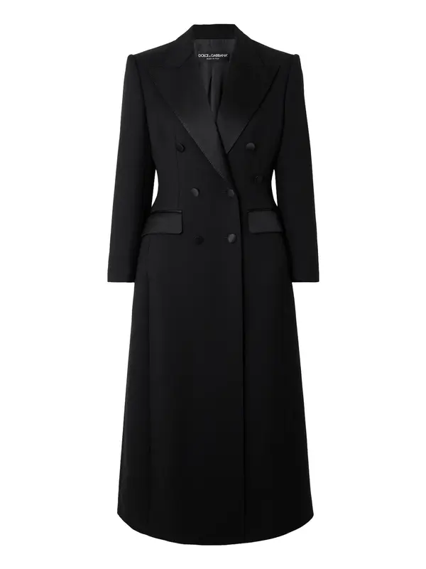 Dolce & Gabbana Double-breasted Wool-blend Gabardine Coat - Black
