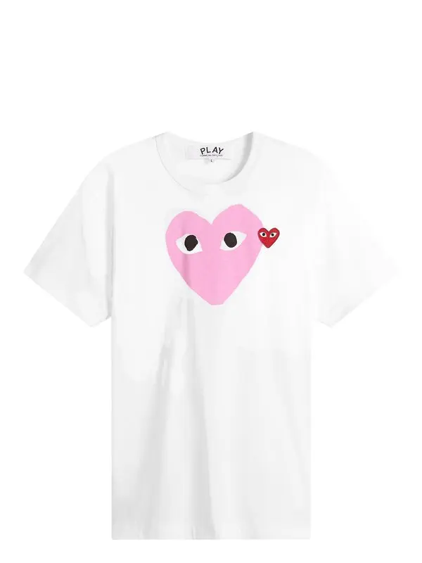 Play Comme Des Garcon Red Heart Colour Heart T-shirt - White/red/pink