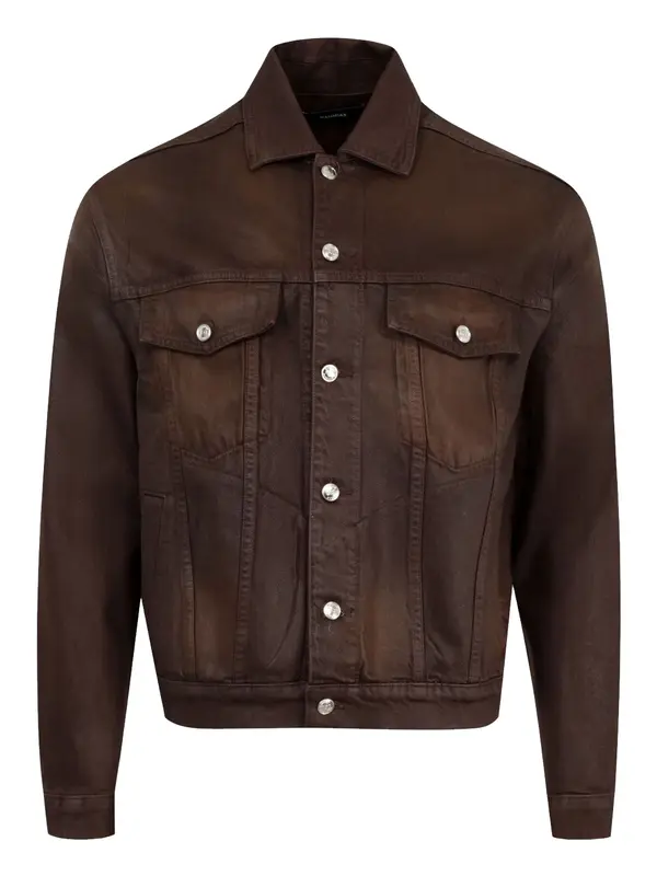 NAHMIAS Waxed Denim Trucker Jacket - Brown