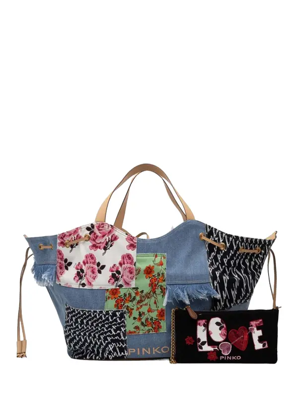 Pinko Floral-print Tote Bag - Blue
