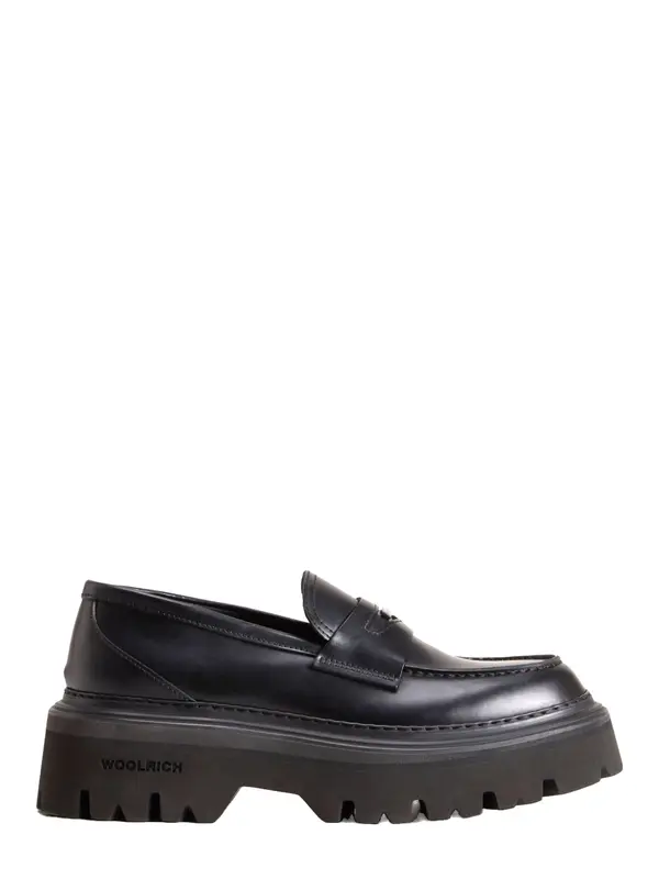 Woolrich Round Toe Leather Loafers - Black