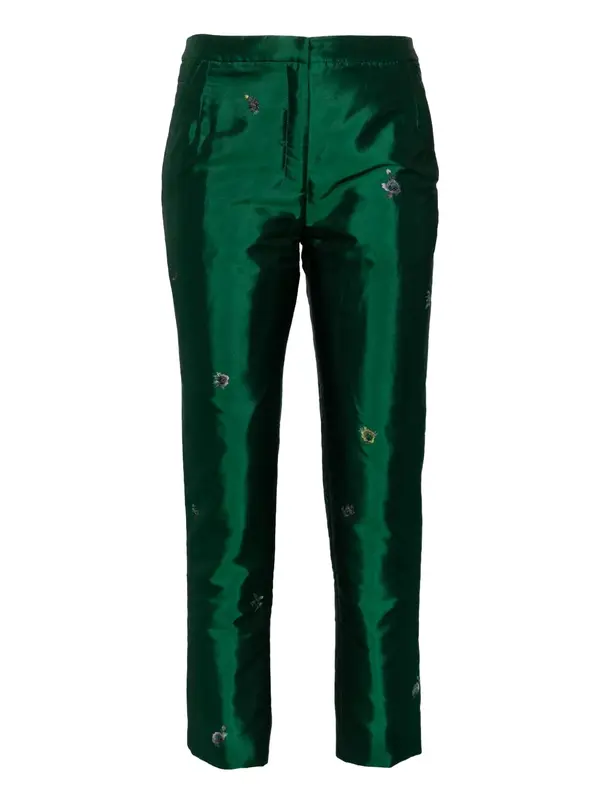 Shiatzy Chen Floral Embroidered Trousers - Green