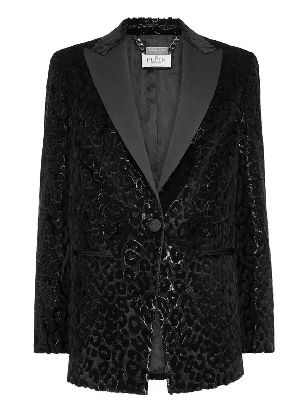 Philipp Plein Velvet Blazer - Black