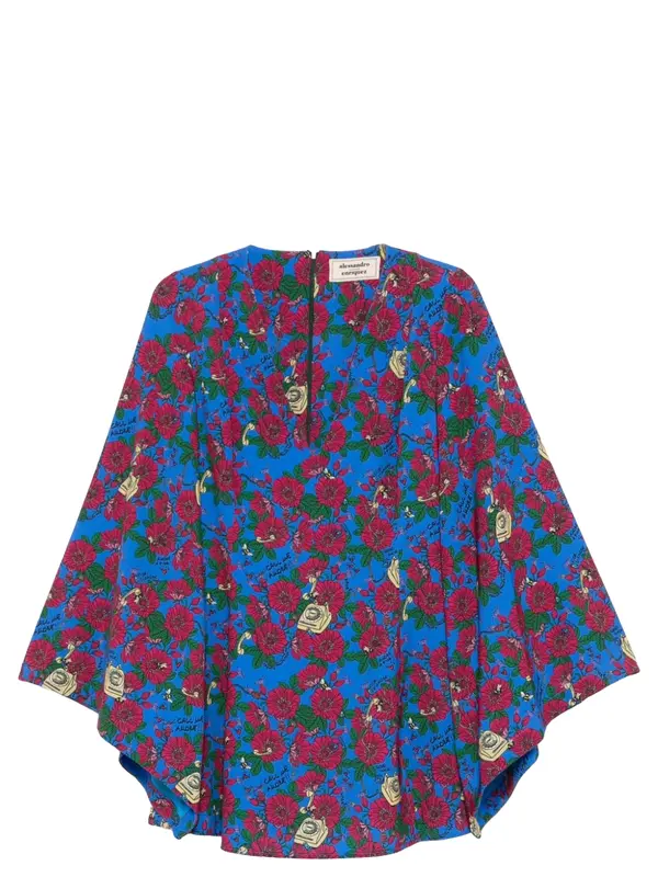 ALESSANDRO ENRIQUEZ Floral-print Mini Dress - Blue