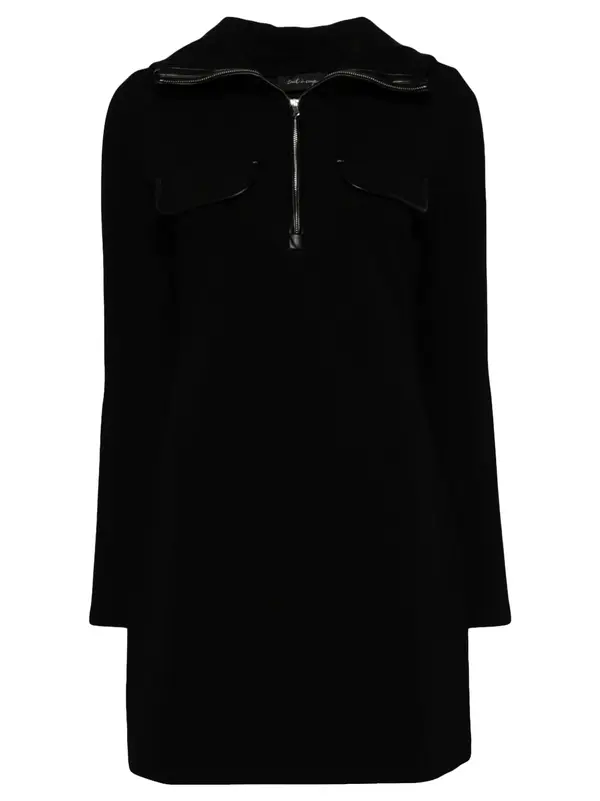 TOUT A COUP Half-zip Mini Dress - Black