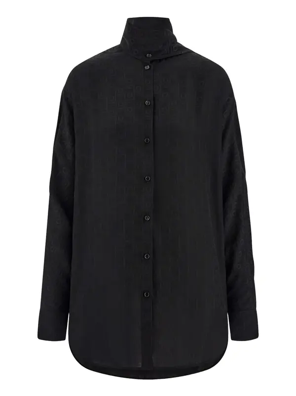 FERRAGAMO Sash-collar Silk Blouse - Black