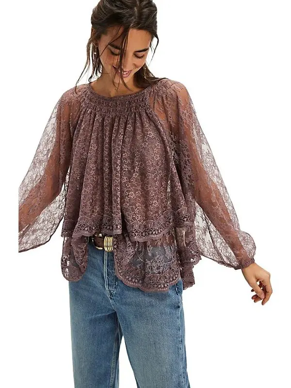 Free People Goldie Knit Top - Plum Dust