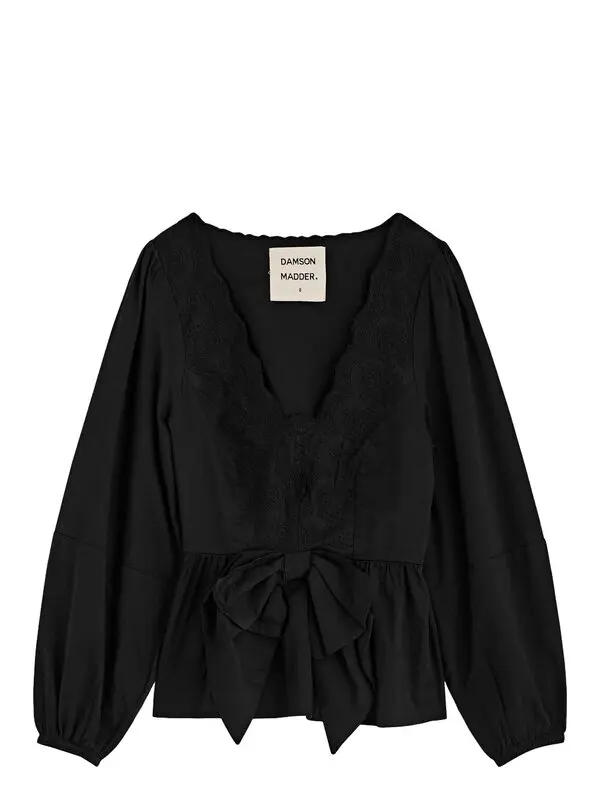 DAMSON MADDER Eugenie Bow-embellished Blouse - Black