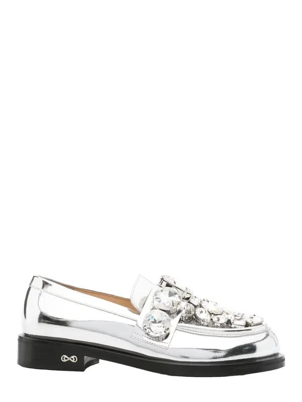 Mach & Mach Crystal-embellished Loafers - Silver