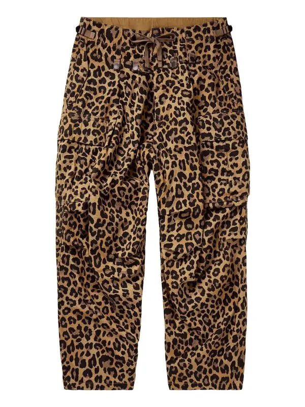 Kapital Leopard-print Herringbone Cotton Cargo Trousers - Animal Print