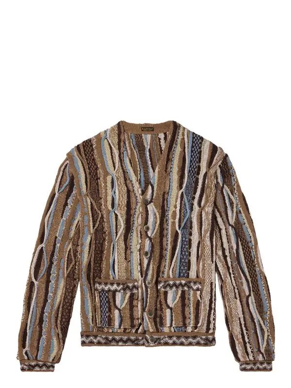 Kapital Gaudy Intarsia Bouclé Cardigan - Brown