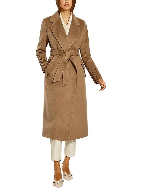 Sentaler Long Notched Collar Wrap Coat - Dark Camel