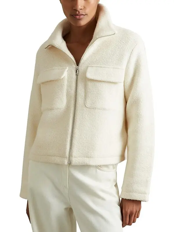 REISS X Les 100 Ciels Lola Knitted Jacket - Cream