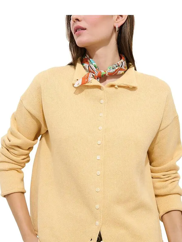 ALEX MILL Taylor Rollneck Cardigan - Honey Biscuit