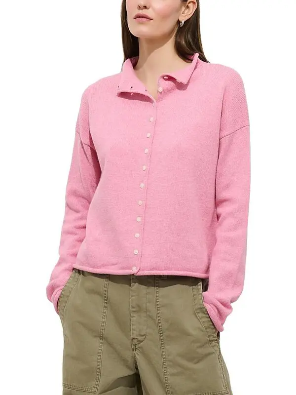 ALEX MILL Taylor Rollneck Cardigan - Pink Lady