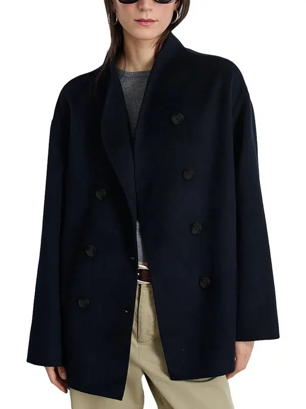 ALEX MILL Sophia Double Breasted Wool Coat - Dark Navy