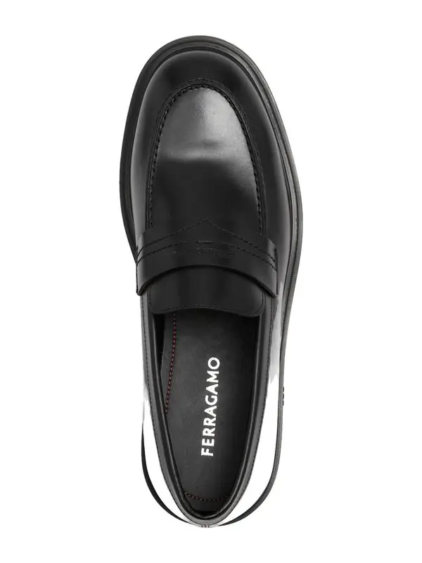 FERRAGAMO Caligola Leather Penny Loafers - Nero
