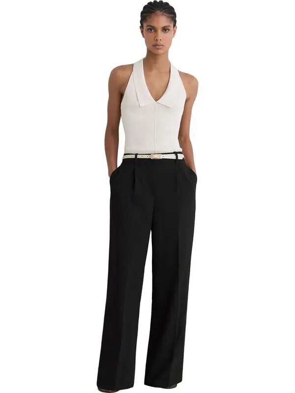 REISS Eden Elasticated-waist Trousers - Black