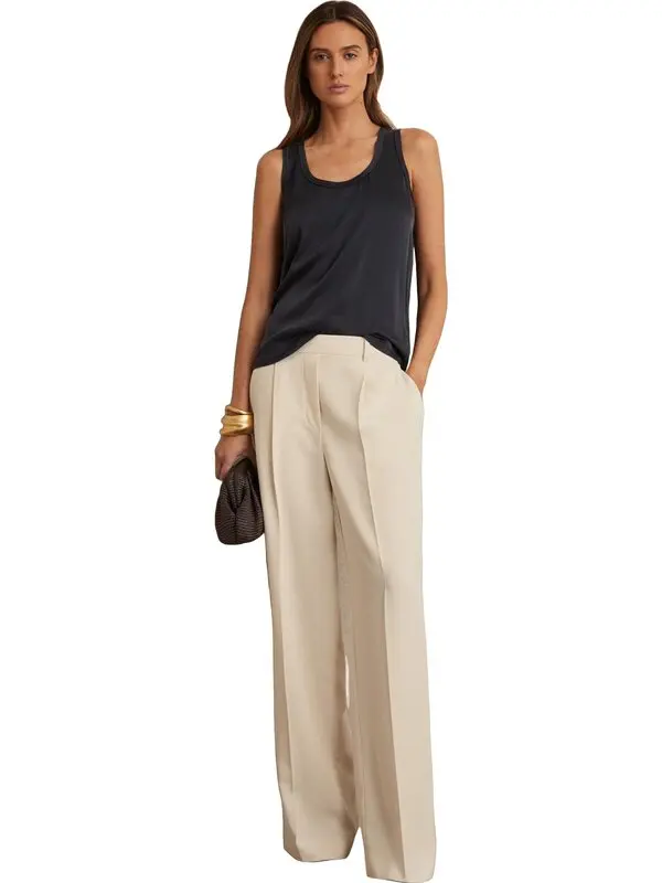 REISS Eden Elasticated-waist Trousers - Cream