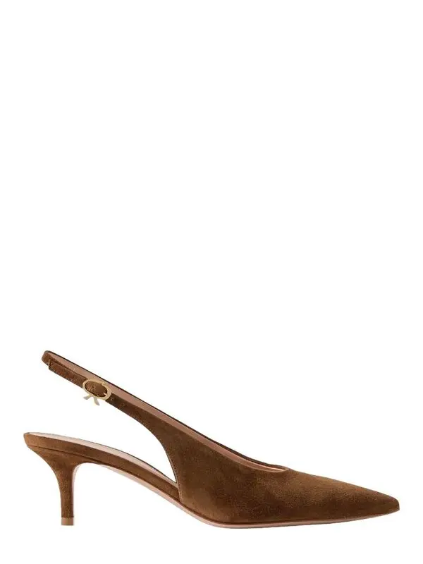 GIANVITO ROSSI Robbie 45 Suede Slingback Pumps - Brown