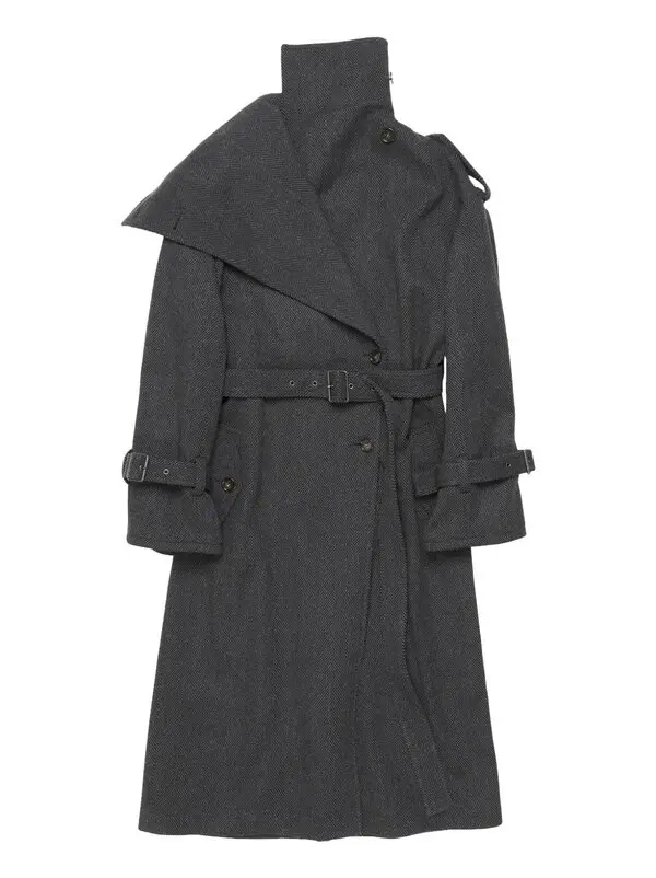 Acne Studios Herringbone Belted Coat - Grey