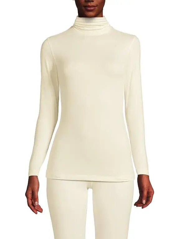 LANDS' END Thermaskin™ Heat Turtleneck Baselayer Top - Fresh Ivory