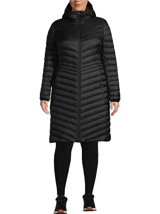 LANDS' END Wanderweight Packable Down Coat - Black
