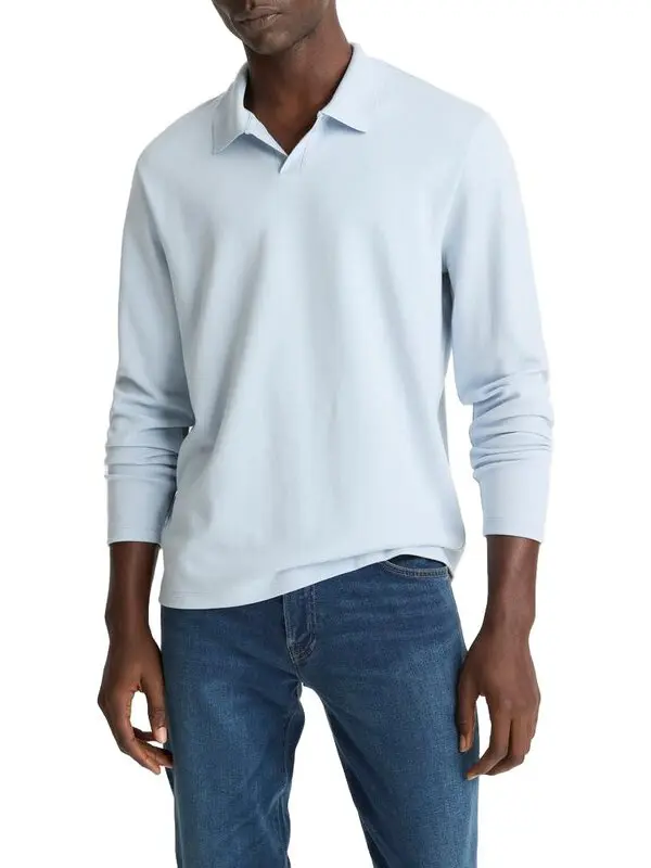Vince Milano Stitch Johnny Collar Long Sleeve Polo - Whitecap