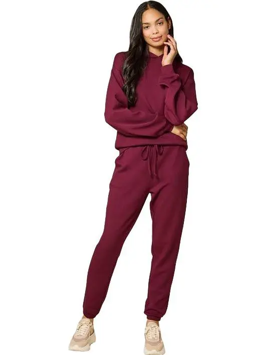 SOFTIES Oversize Hoodie Lounge Set - Cherry Cola