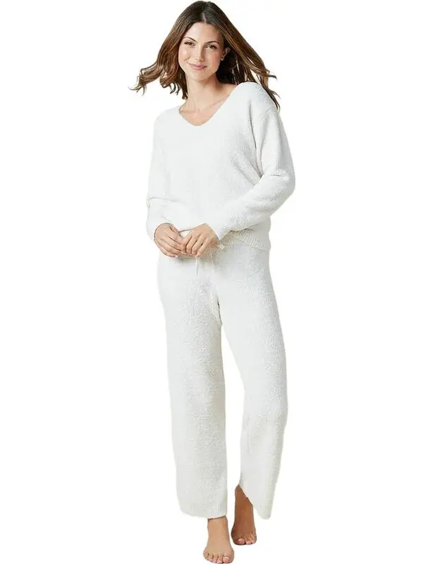 SOFTIES Solid Marshmallow V-neck Lounge Set - Almond