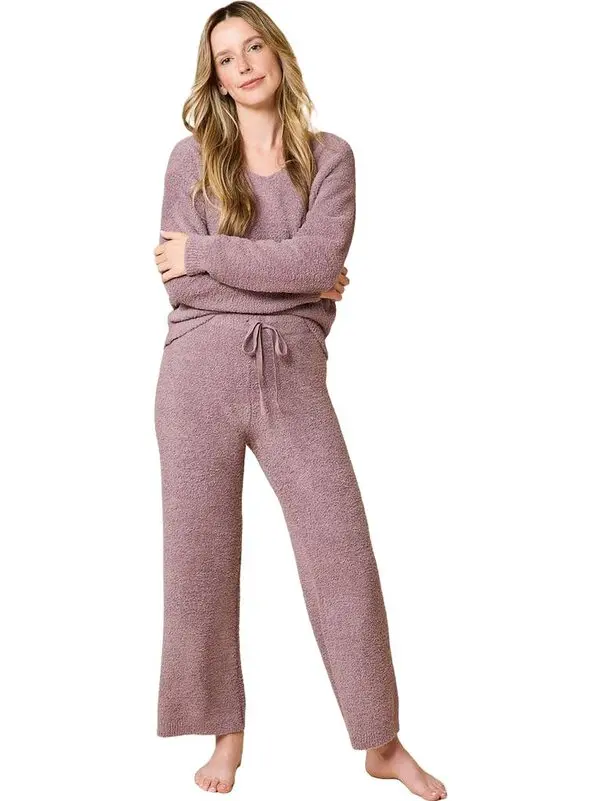SOFTIES Solid Marshmallow V-neck Lounge Set - Driftwood
