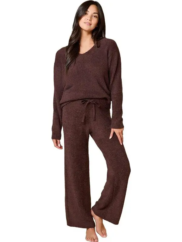 SOFTIES Solid Marshmallow V-neck Lounge Set - Espresso