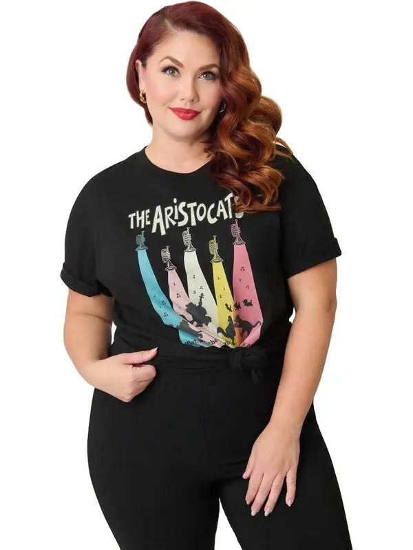 Unique Vintage Graphic Tee - Black Cat Print