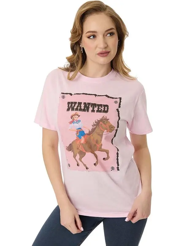 Unique Vintage Graphic Tee - Light Pink