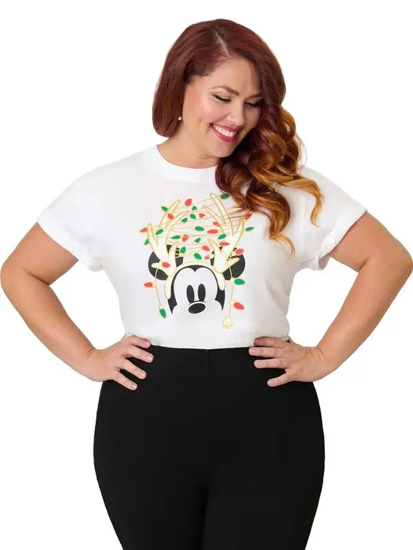 Unique Vintage Graphic Tee - White Mickey Holiday