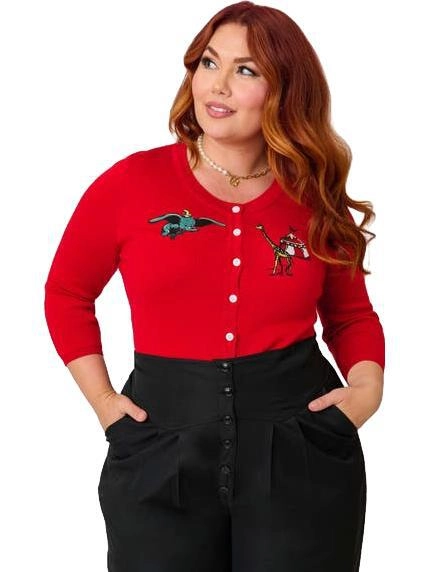 Unique Vintage Embroidered Cardigan - Red Solid