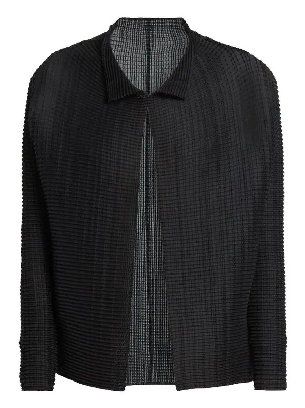 Issey Miyake Wooly Pleats Long-sleeve Shirt Jacket - Black