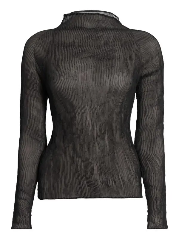 Issey Miyake Chiffon Twist Plissé Shirt - Black