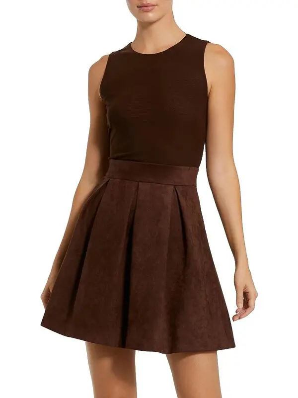 Mac Duggal Mix Media A-line Minidress - Chocolate